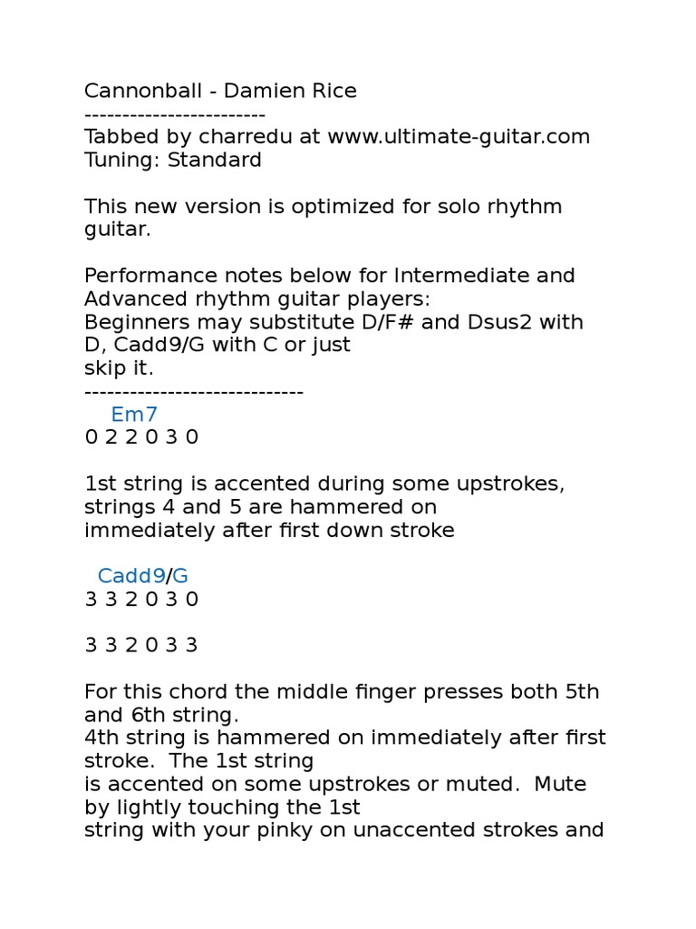 Damien Rice Guitar Chords