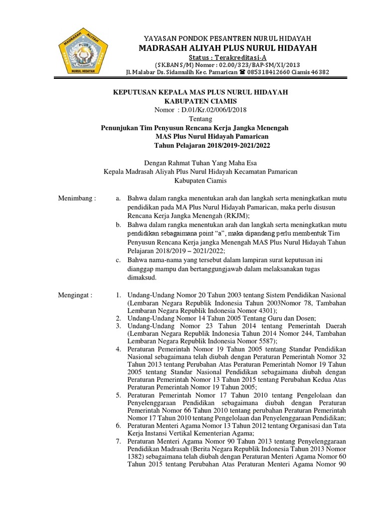 SK Tim Penyusun RKJM | PDF