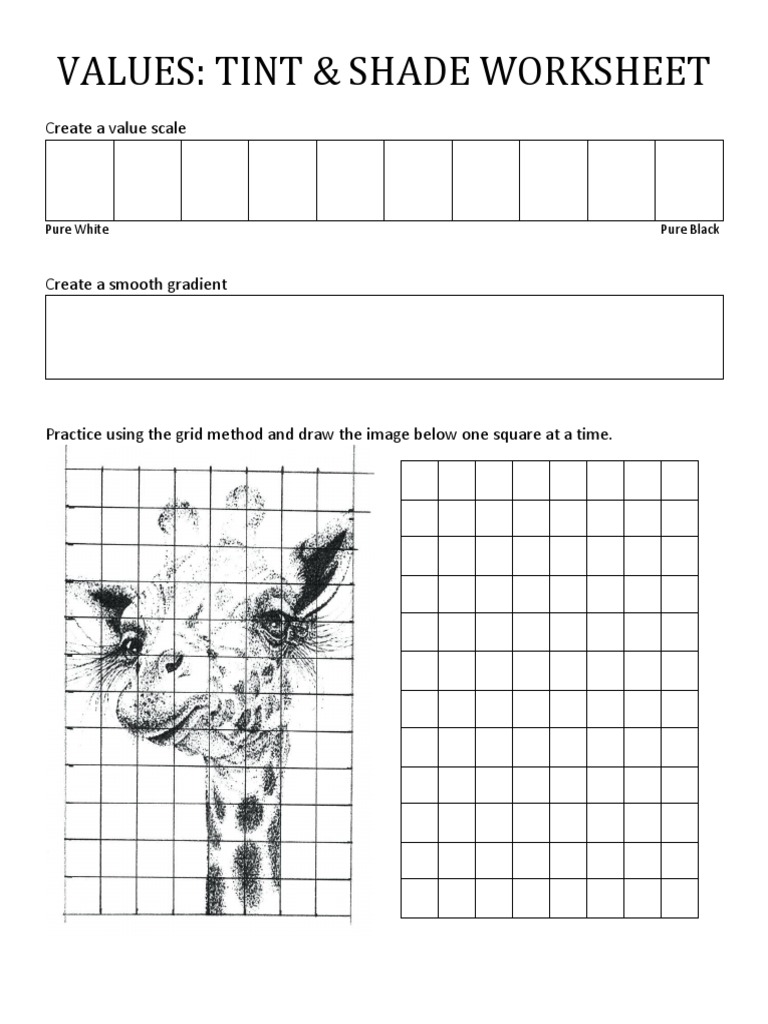 Values: Tint & Shade Worksheet: Create A Value Scale | PDF