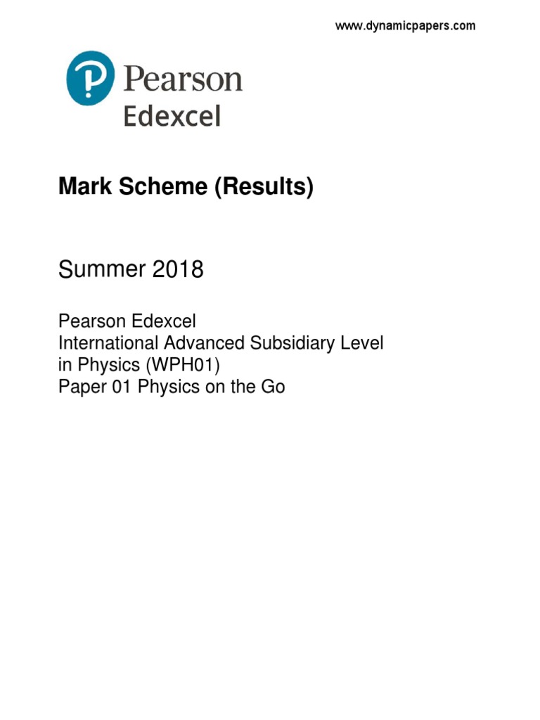 Mark Scheme (Results) : Summer 2018 | PDF | Acceleration | Drag (Physics)