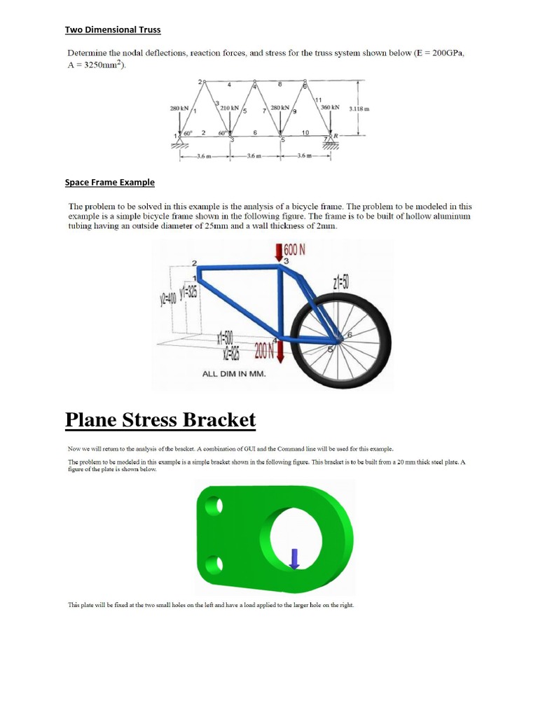 Plane Stress Bracket: Two Dimensional Truss | PDF