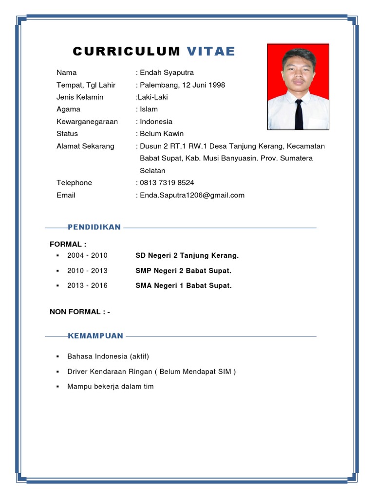 CV Endah Syaputra: Profil & Pendidikan | PDF
