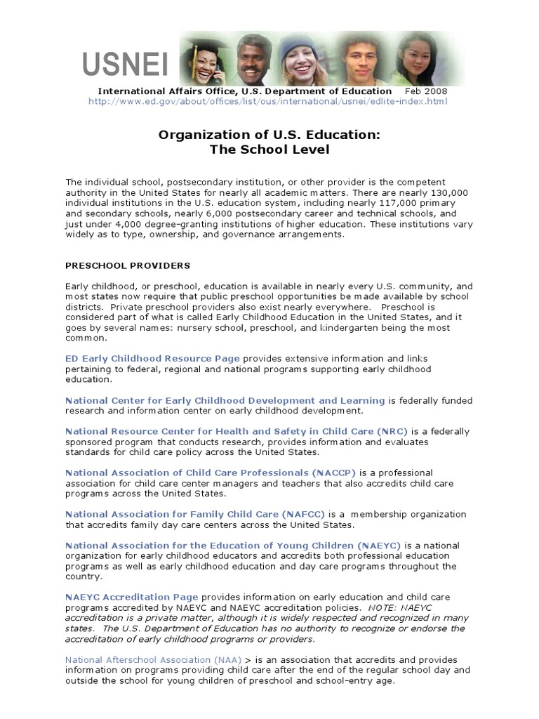Usnei: Organization of U.S. Education: The School Level | PDF ...