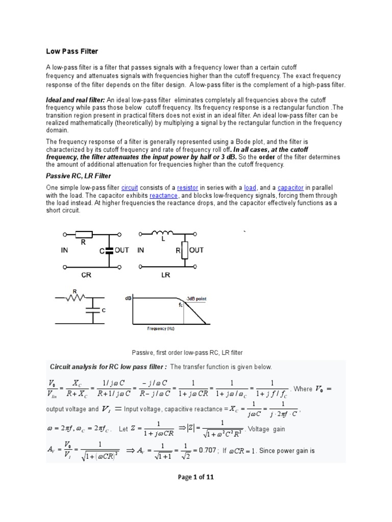 Electronic Filter | PDF | Electronic Filter | Low Pass Filter