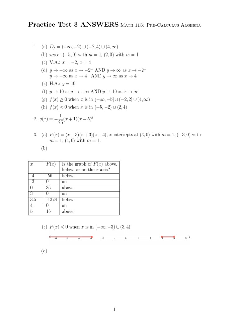 Math 113 Pre-Calculus Algebra Answers | PDF | Combinatorics | Geometry
