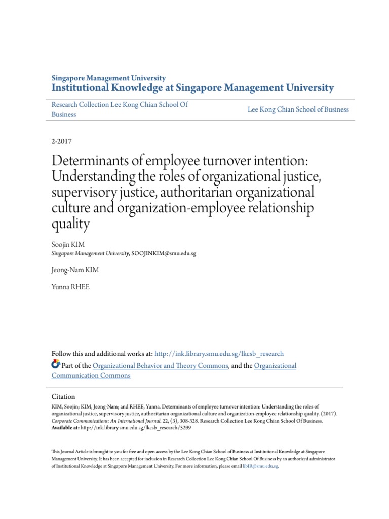 Determinants of Employee Turnover Intention - Understanding The | PDF ...