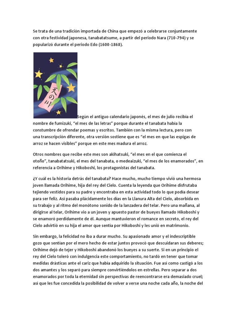 La Leyenda de Tanabata: Amor y Estrellas | PDF | Conjunto de ...