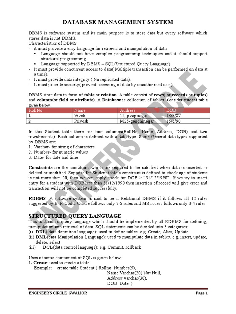 DBMS | Download Free PDF | Relational Model | Databases