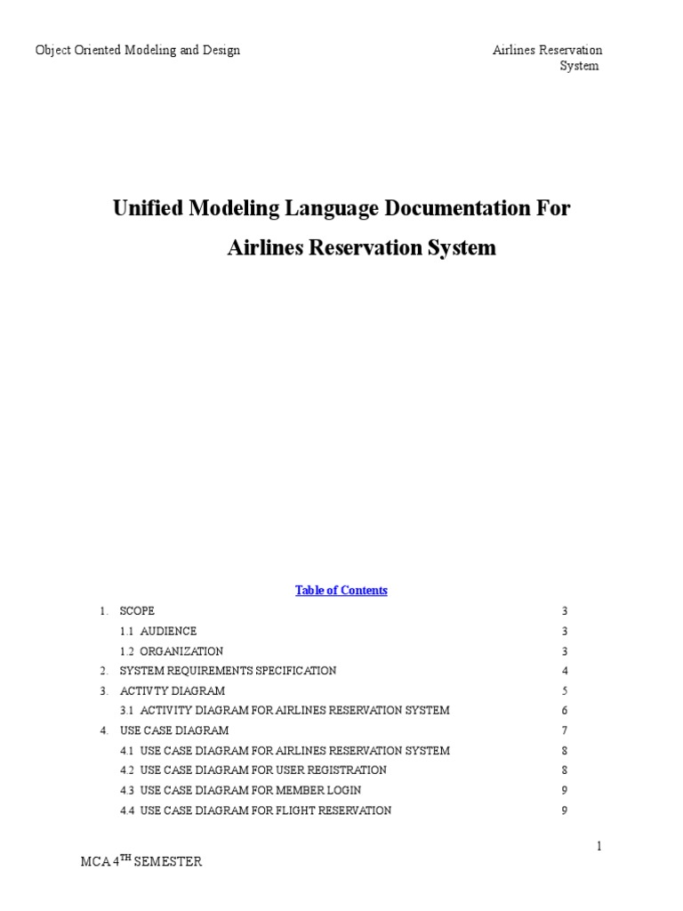 Airlines Reservation System Analysis and Design | PDF | Class (Computer ...