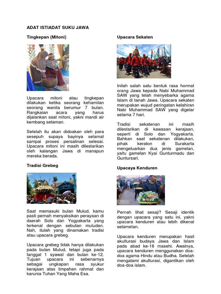 Adat Istiadat Suku Jawa | PDF