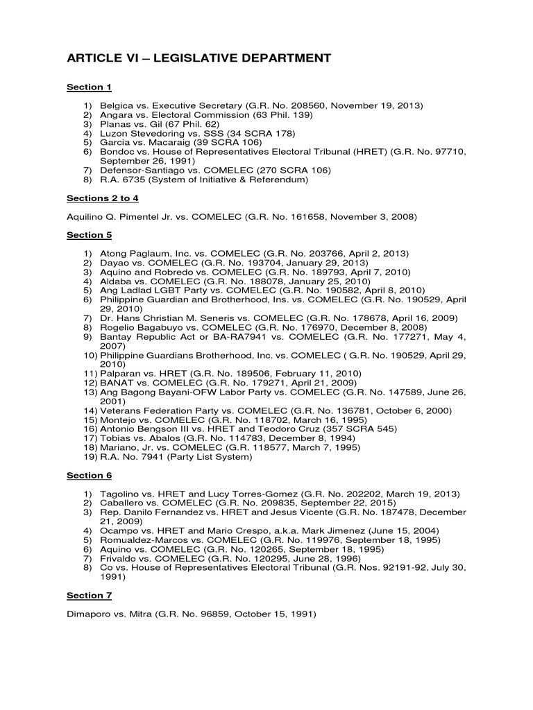 Article Vi - Legislative Department: Section 1 | PDF | Commission On ...
