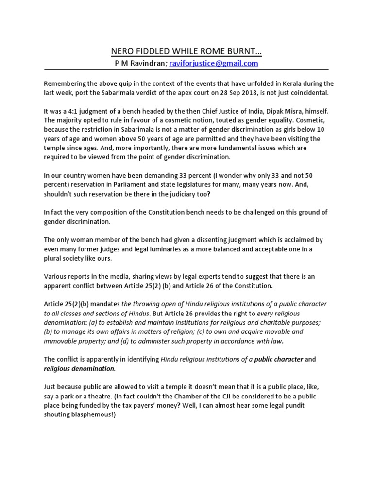 Nero Fiddled While Rome Burnt-221018 | PDF | Supreme Court Of India | Judge