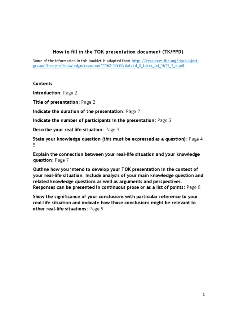 Tok PPD Form Guide | PDF | Question | Knowledge