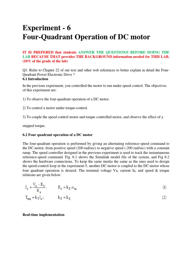 DC Motor Lab Guide for Students | PDF | Direct Current | Power Electronics