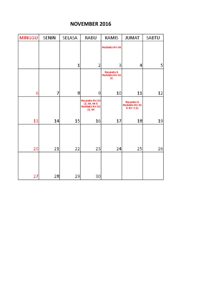 Jadwal Nov 2016 | PDF