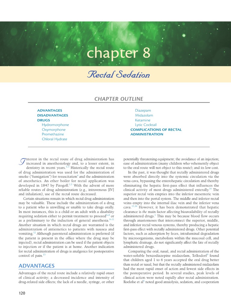 Rectal Sedation: Chapter Outline | PDF | Anesthesia | Midazolam