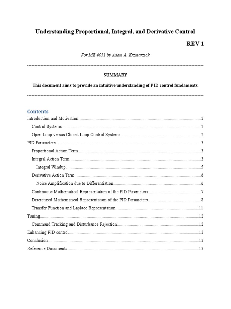 Understanding PID Control Systems | Download Free PDF | Control Theory ...