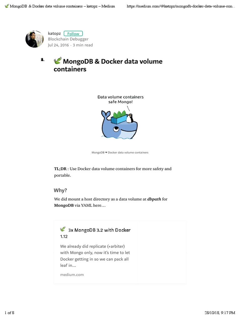 ?MongoDB & Docker Data Volume Containers | PDF | Mongo Db | Areas Of Computer Science