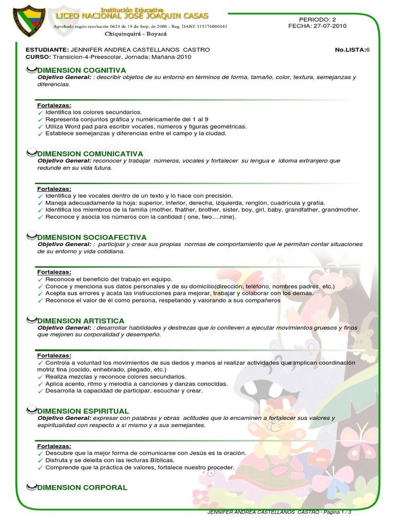 Boletin 3 Pre-Escolar | PDF | Dimensión | Comportamiento