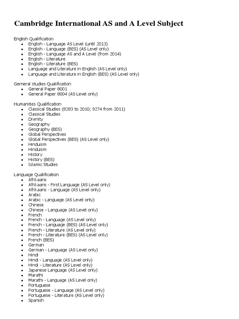 Cambridge International As and A Level Subject | PDF | Social Science ...