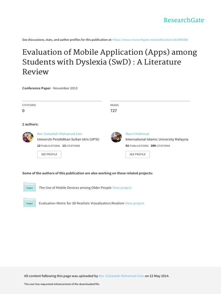 Evaluation of Mobile App Among Students With Dyslexia PDF | PDF ...