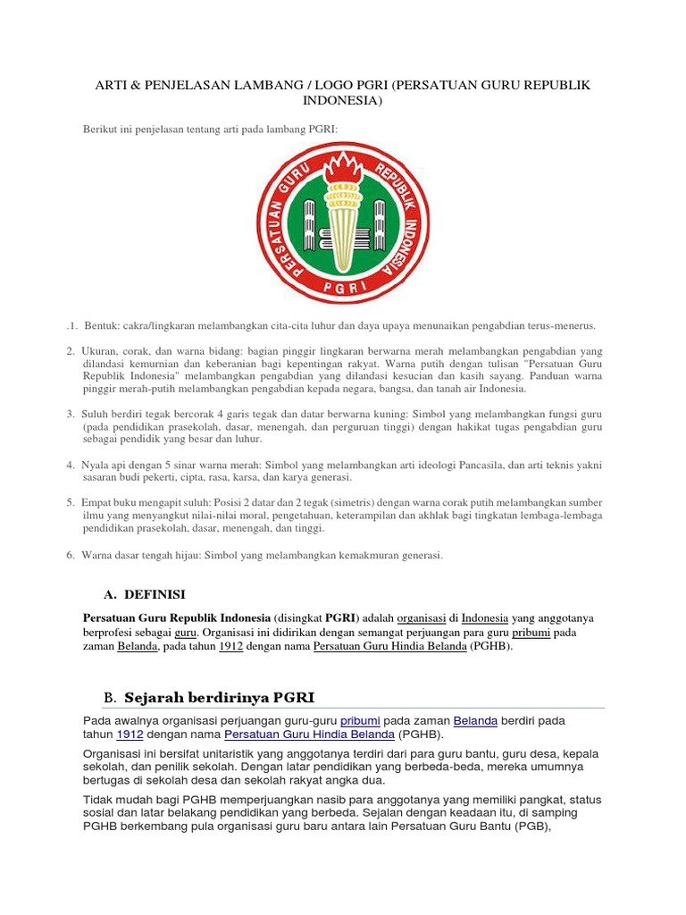 Arti Atribut Pgri | PDF