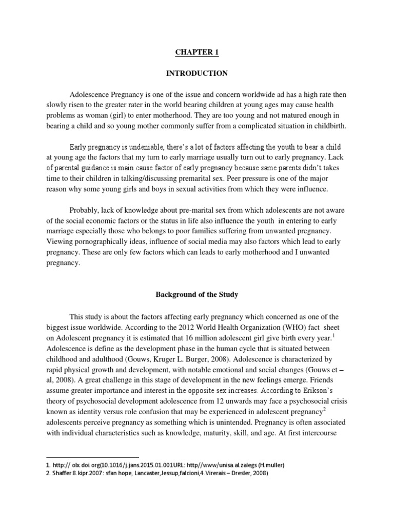 Thesis Chapter 1 To 4 | PDF | Teenage Pregnancy | Adolescence
