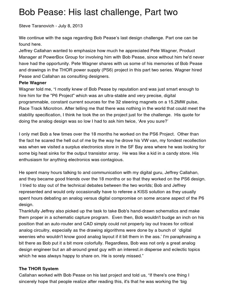 Bob Pease His Last Challenge Part Two | PDF | Digital To Analog ...