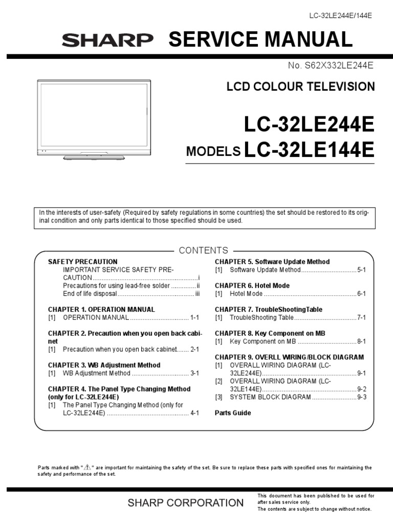 Sharp Lc-32le244e Lc-32le144e | PDF | Soldering | Solder