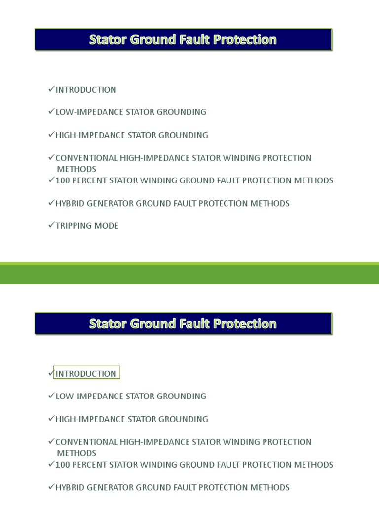 Stator Ground Fault Protection Methods | PDF | Transformer | Relay