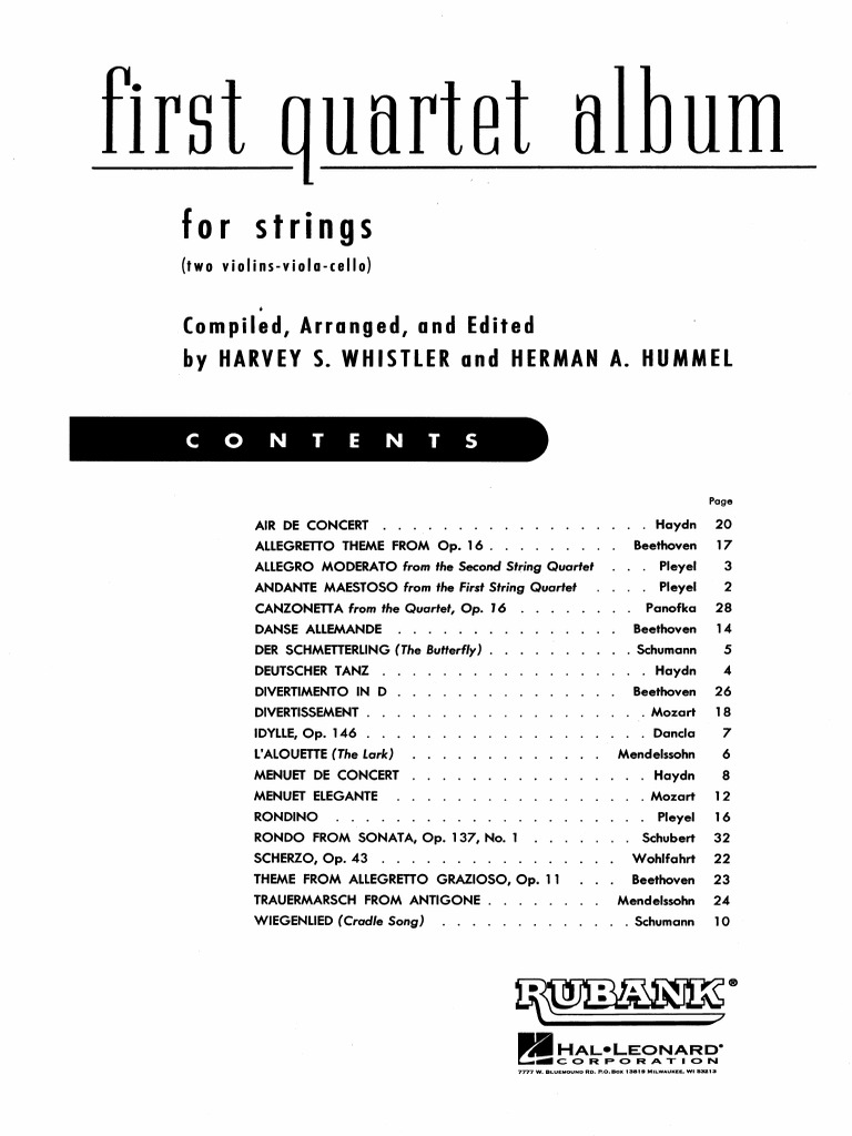 First Quartet Album For Strings | PDF