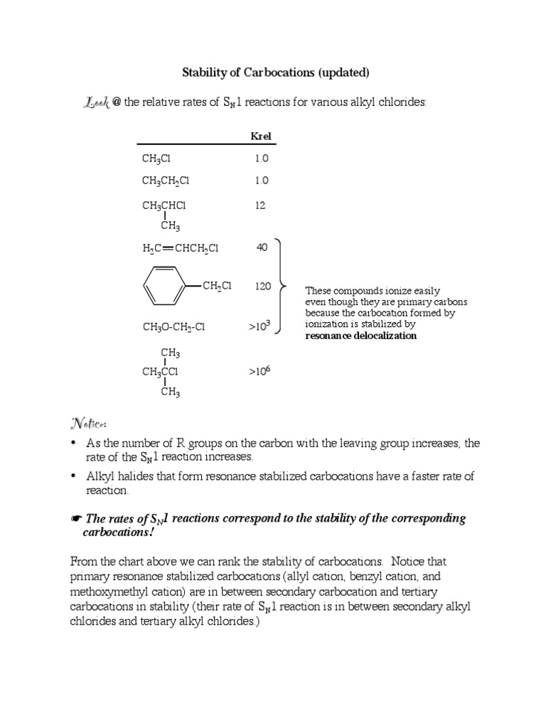 Stability Of Carbocations Pdf Organic Compounds Chemical Reactions