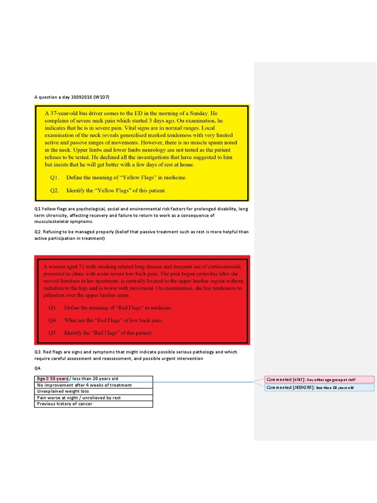 Back Pain Yellow and Red Flags | Back Pain | Pain