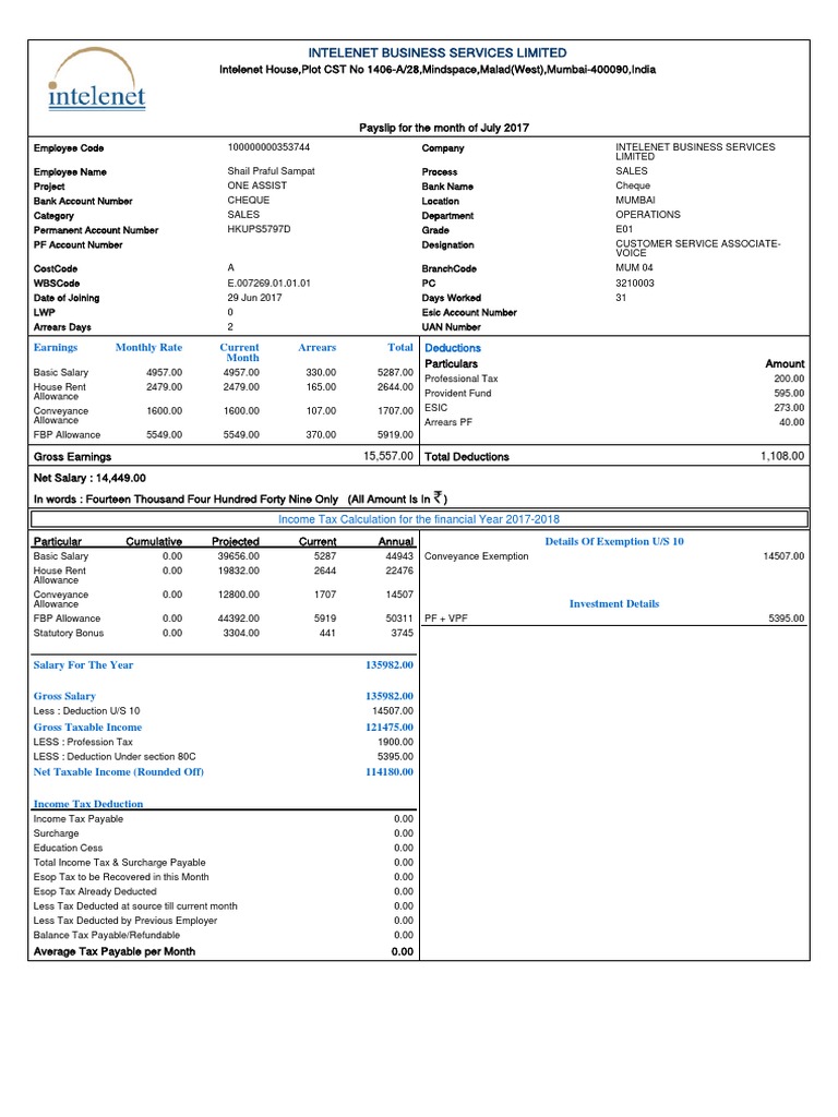 Salary Slip U Can Edit and Use | PDF | Tax Deduction | Taxes