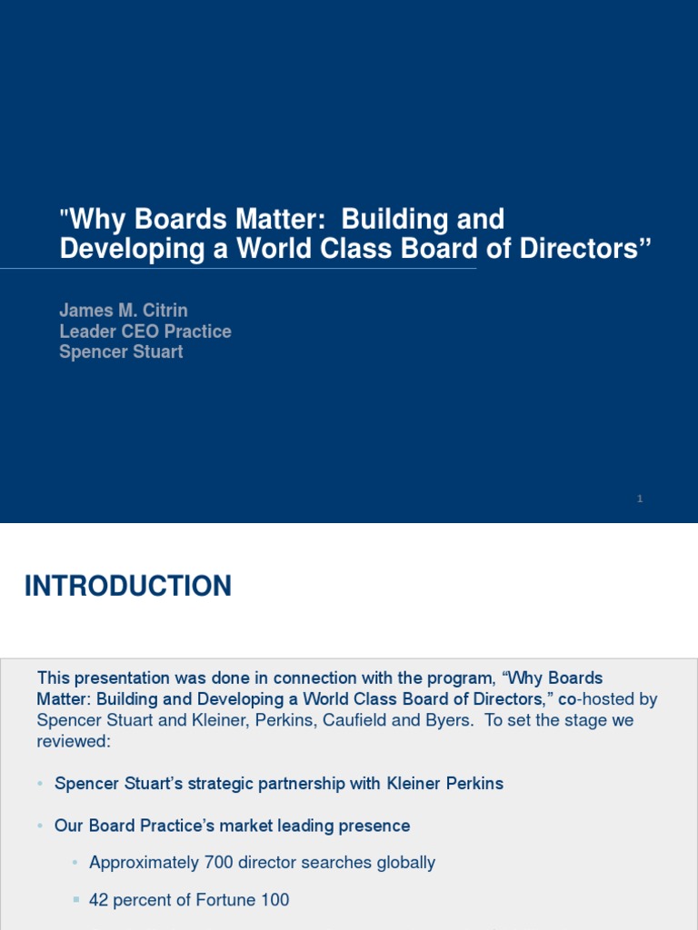 Why Boards Matter: Building And: Developing A World Class Board of ...