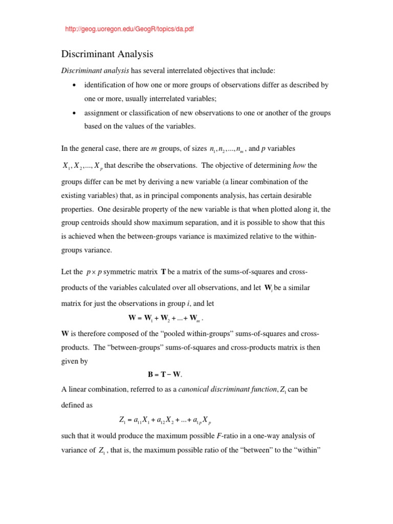 Discriminant Analysis | PDF | Eigenvalues And Eigenvectors | Algorithms