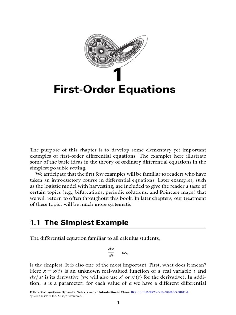 First-Order Equations: 1.1 The Simplest Example | PDF | Chemical ...