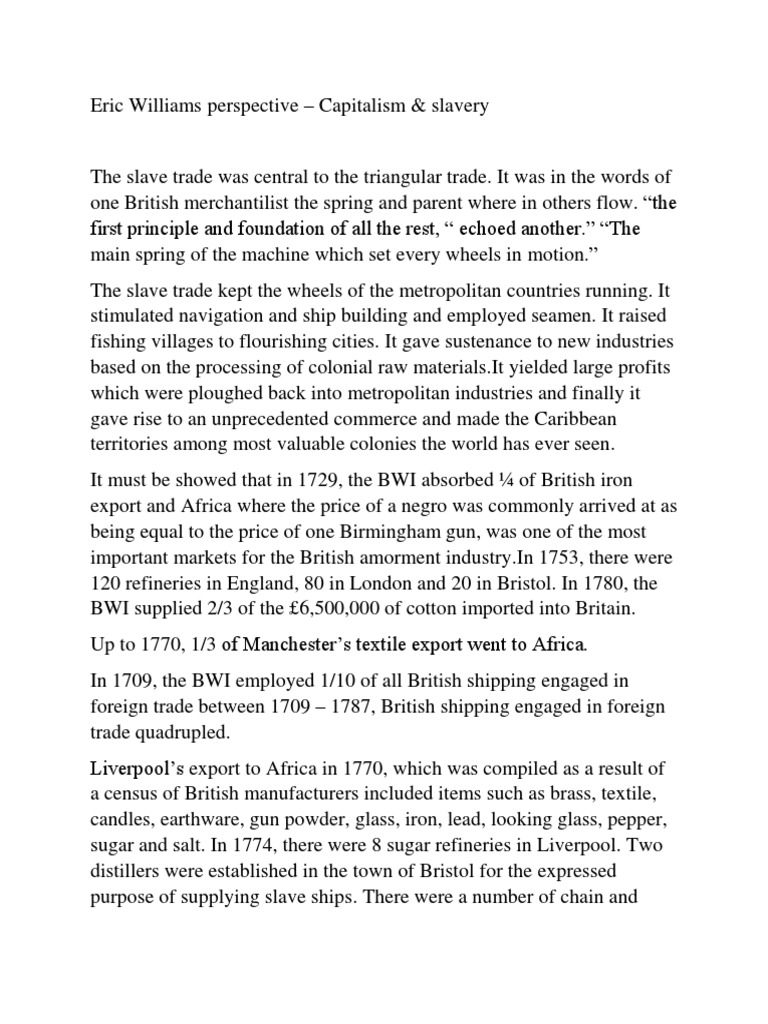 Eric Williams Capitalism and Slavery Document | PDF | Atlantic Slave ...