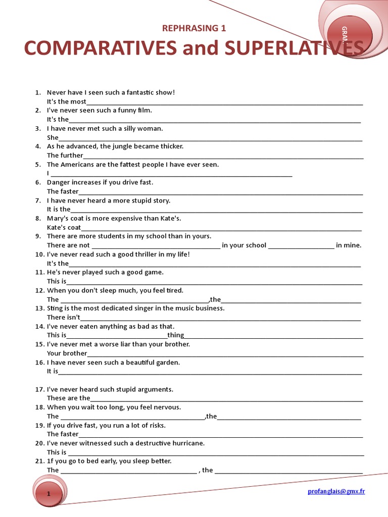 Comparatives and Superlatives 1 | PDF