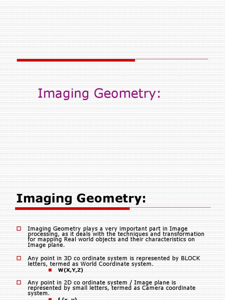 Lec5 & 6 Imaging Geometry | PDF | Matrix (Mathematics) | Rotation