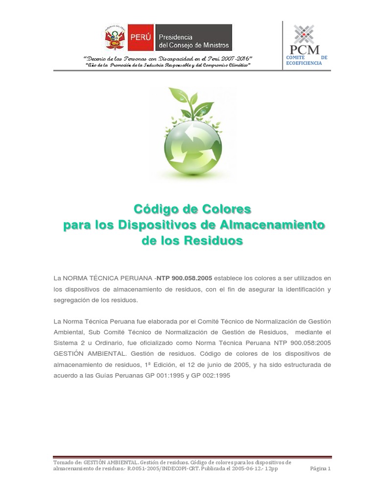 Codigo de Colores - Reciclaje | PDF | Residuos | Reciclaje