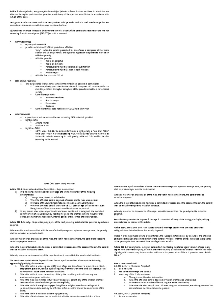 Article 9. Grave Felonies, Less Grave Felonies and Light Felonies ...