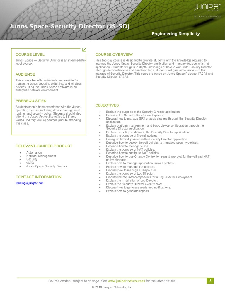 Junos Space-Security Director (JS-SD) PDF | PDF | Firewall (Computing) | Virtual Private Network