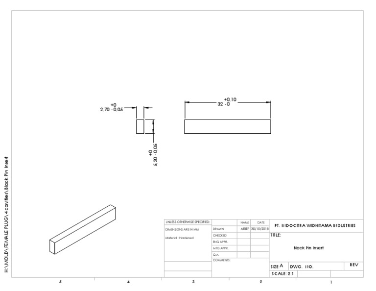 Block Pin Insert Loading Bar Female Plug | PDF