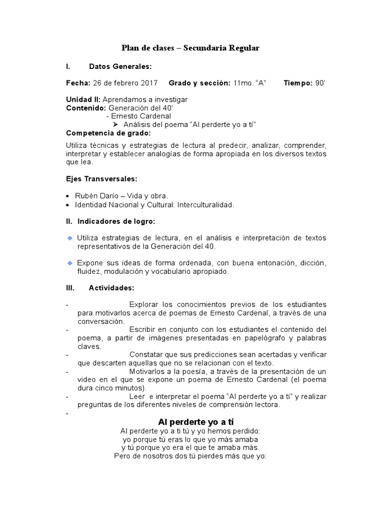 Plan de Clases - Lengua Literatura | Descargar gratis PDF | Lectura (proceso) | Comprensión lectora