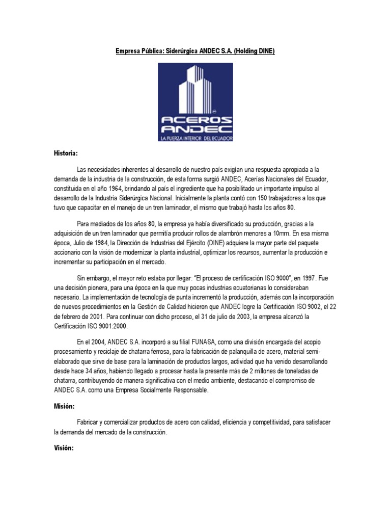 ANDEC S.A. - Empresa Pública | Descargar gratis PDF | Calidad ...