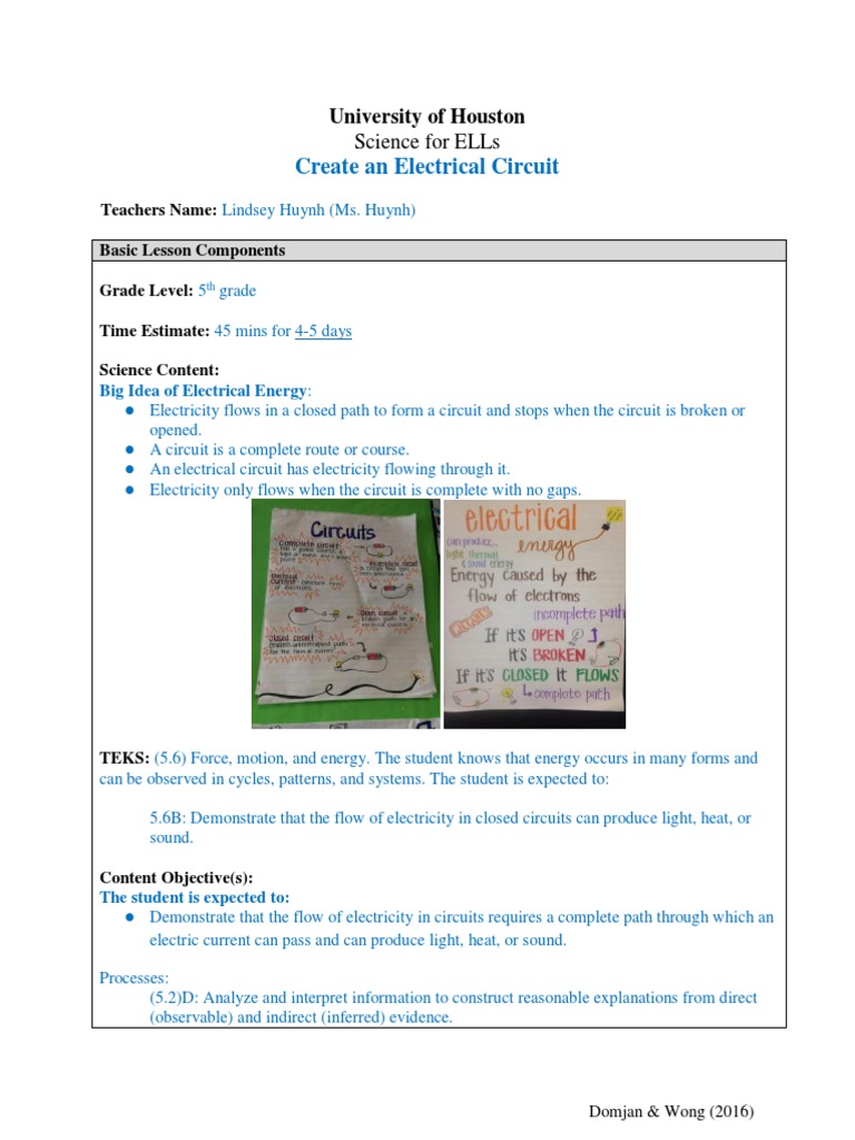 5th Grade Electrical Circuit Lesson Plan | PDF | Series And Parallel ...