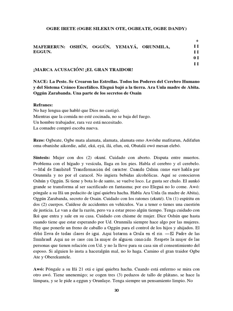 Ogbe Irete | PDF | Mitología | Santeria