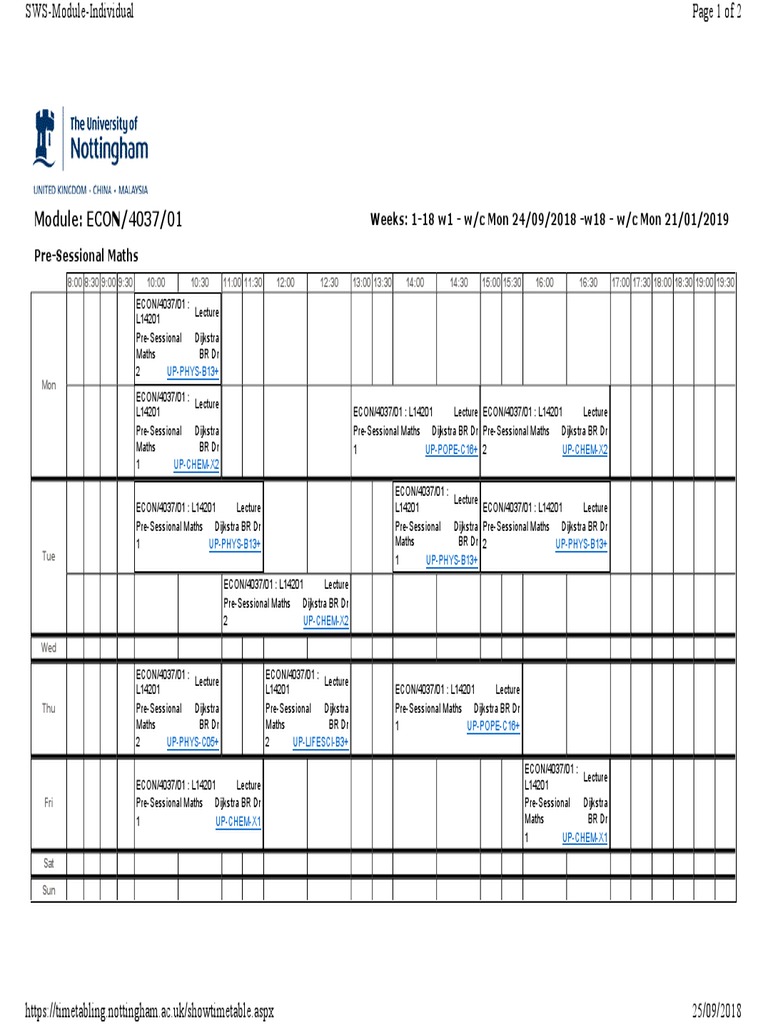 New Timetable | PDF