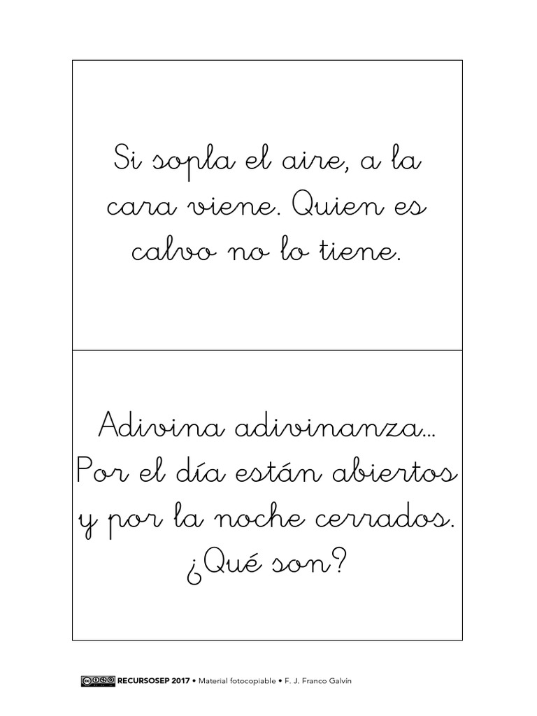 Tarjetas Adivinanzas Cuerpo Humano Pdf